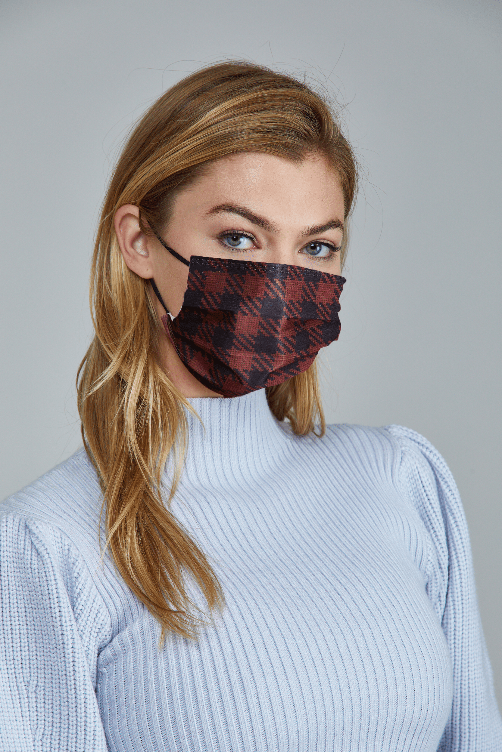 Red Plaid Pleated Face Mask | 3-Ply Mask | Covid Face Mask | MASKC